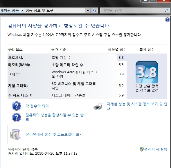 TPHOLIC - 자유게시판 - 제 x201 체험 지수는 왜 이모양인가요~